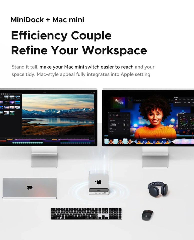 ORICO MiniDock Storage Expansion Dock for Mac Mini M4&M4 Pro Stand USB3 ...