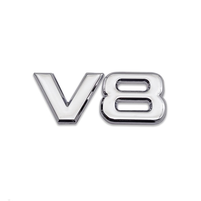 Silver V8 Logo Emblem V-8 Engine Badge Metal Classic Sticker Sport ...