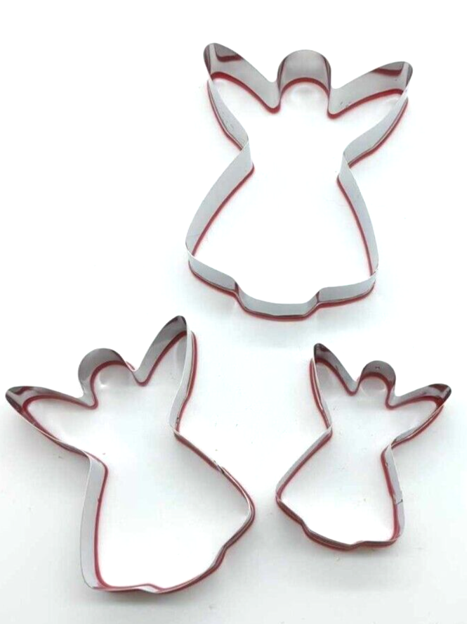 Set of Three Angel Shaped Nesting Cookie Cutters Red Slip Resistant ...