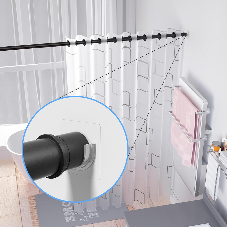 4 Pack Shower Rod Holder Strong Adhesive Shower Curtain Rod Holder Wall ...