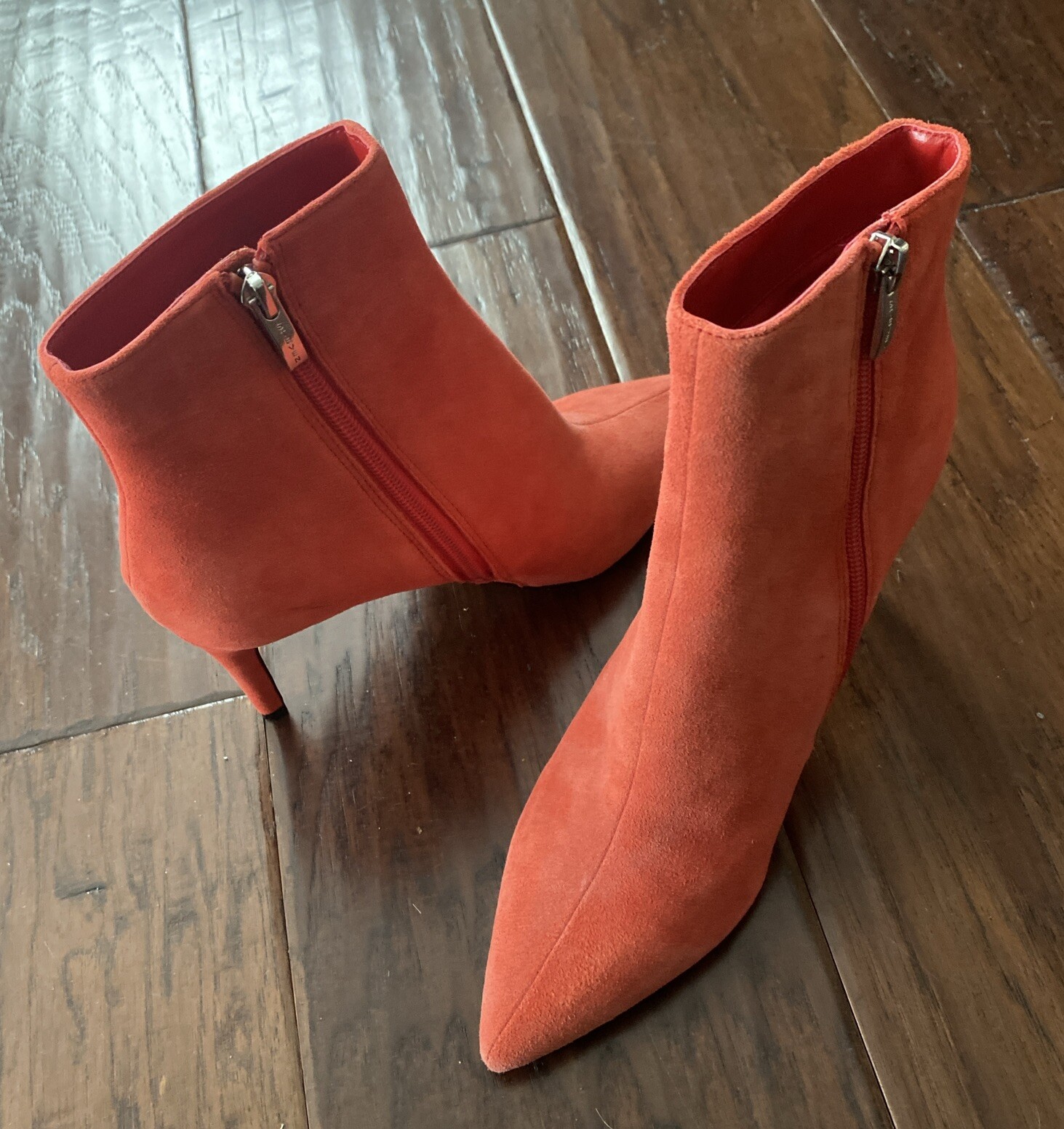 Steve Madden Red Leather High Heel Boots Booties w/ Z… - Gem