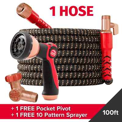 Pocket Hose Copper Head Expandable Garden Hose 100FT, With New 360 ...