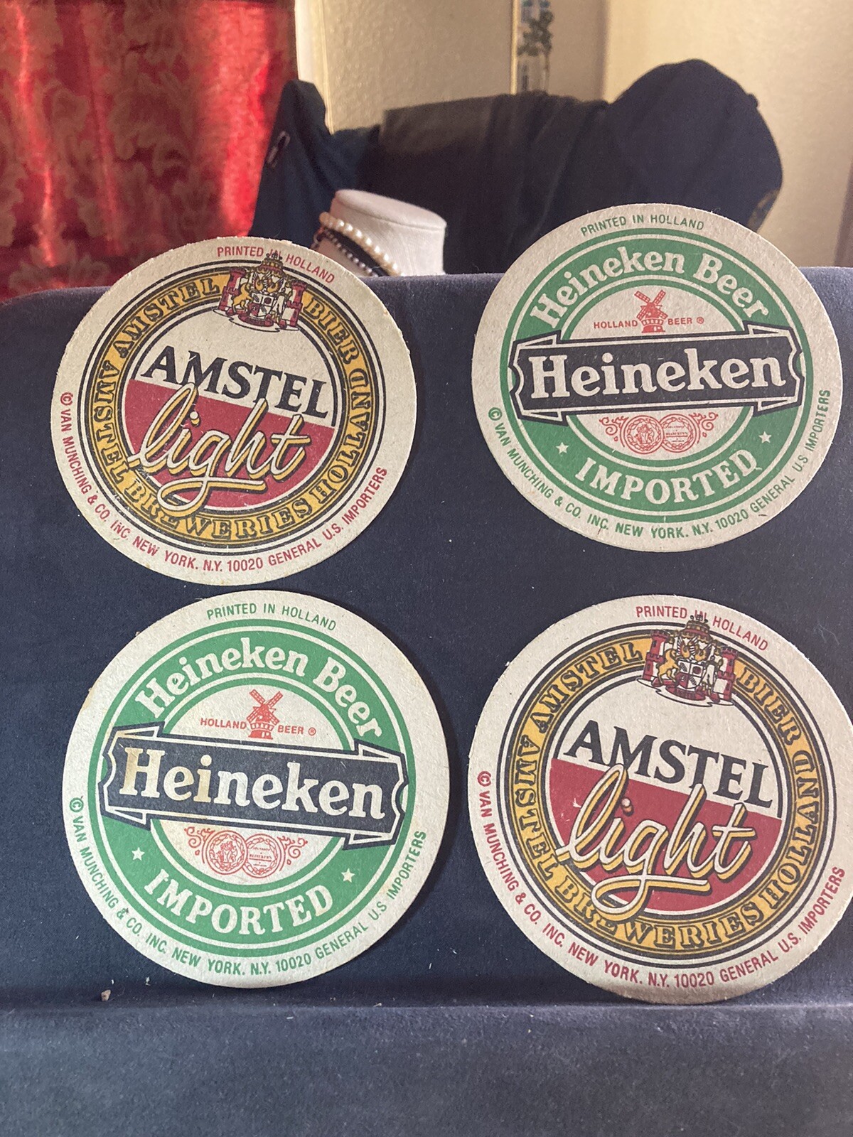 Heineken Amstel Light Beer Double Sided Drink Coasters QTY 4 Coasters ...