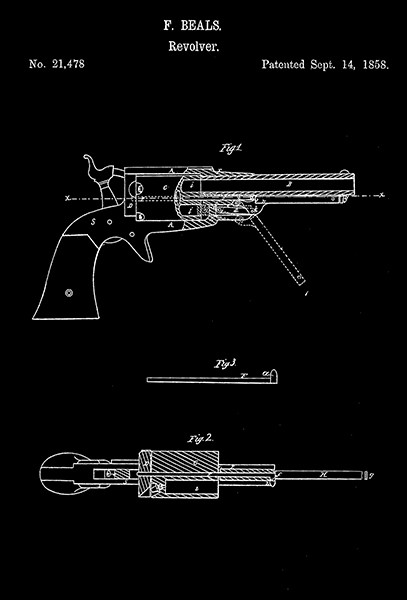 1858 - Remington Model 1858 Revolver - F. Beals - Patent Art Poster | eBay