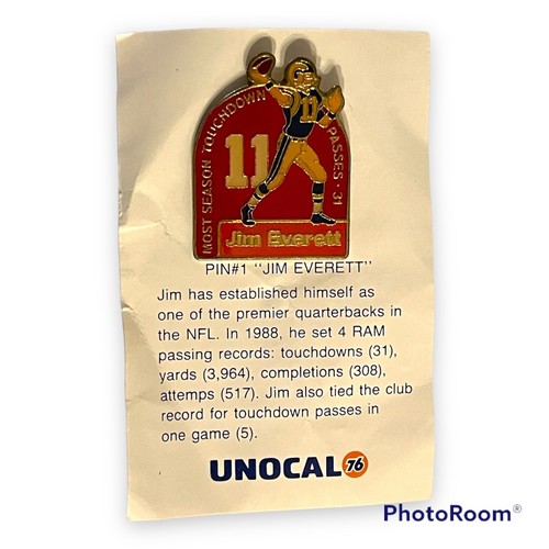 UNOCAL 76 Pinback LA Rams Los Angeles Jim Everett Most Season Touchdown ...