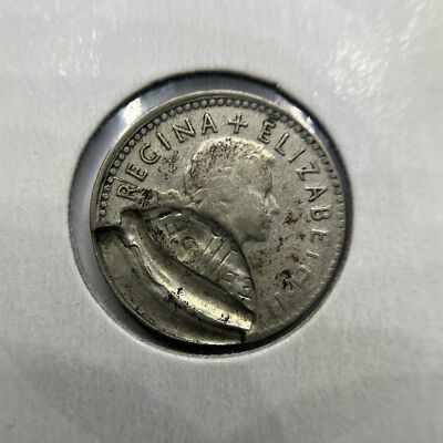 1953 Threepence Error Coin - Partial Obverse Brockage Most Unusual ...