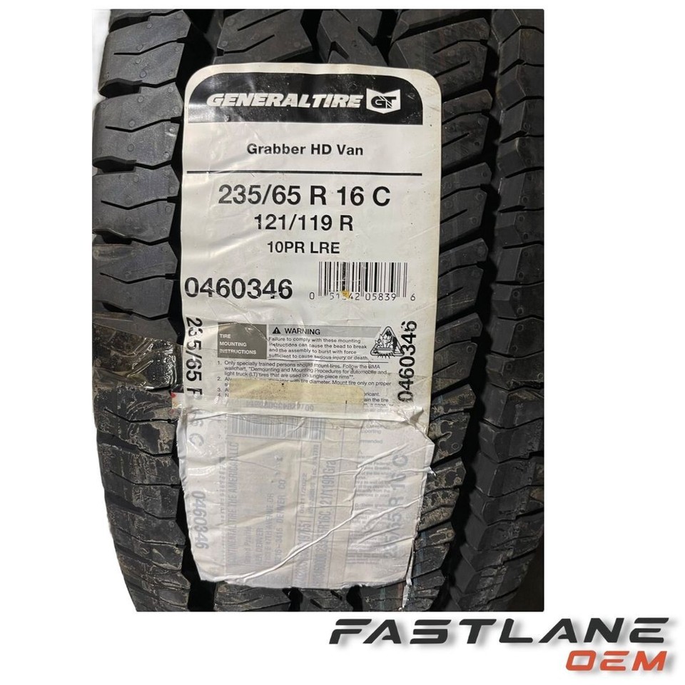 GENERALTIRE TIRE GRABBER HD VAN 235/65R16C 121/119R 10PR LRE (4921) NEW ...