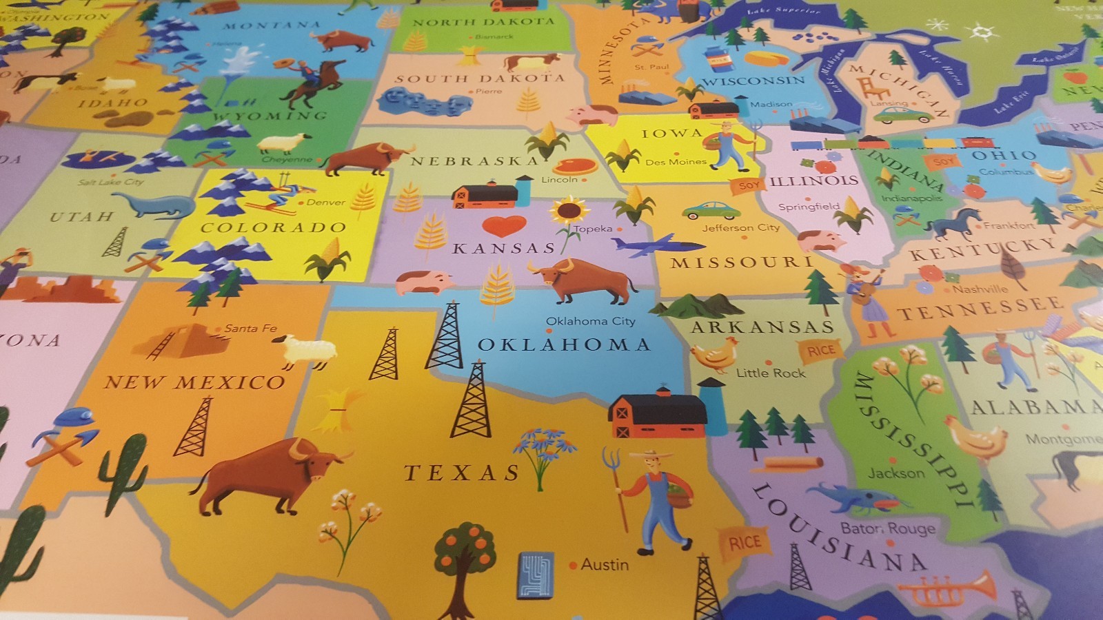 Colorful U.S. Map With State Capitols And State Mottos | eBay