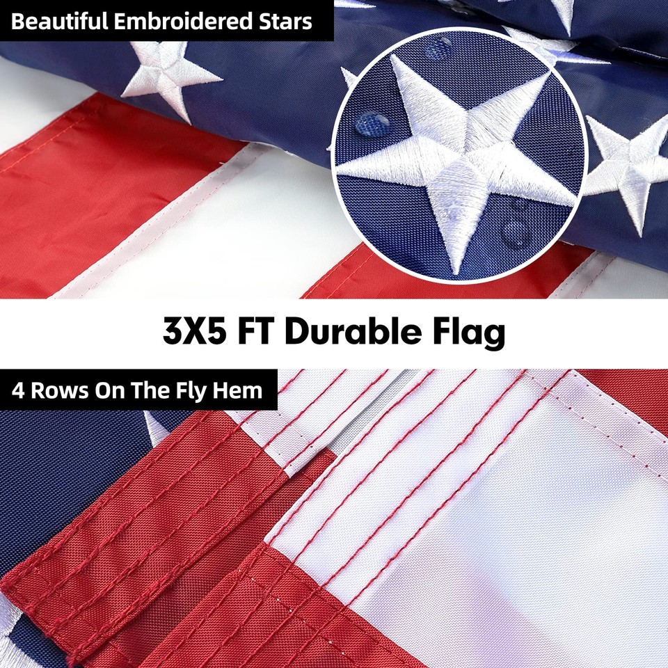 American Flag with Pole for House, 5FT Flag Pole Kit with us flag 3x5 ...