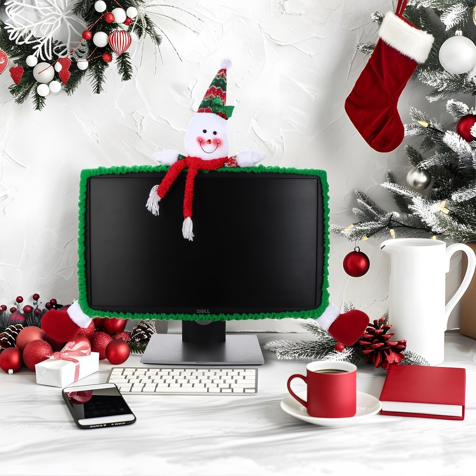 2 Pack Christmas Computer Monitor Covers Elastic Xmas Decorations ...