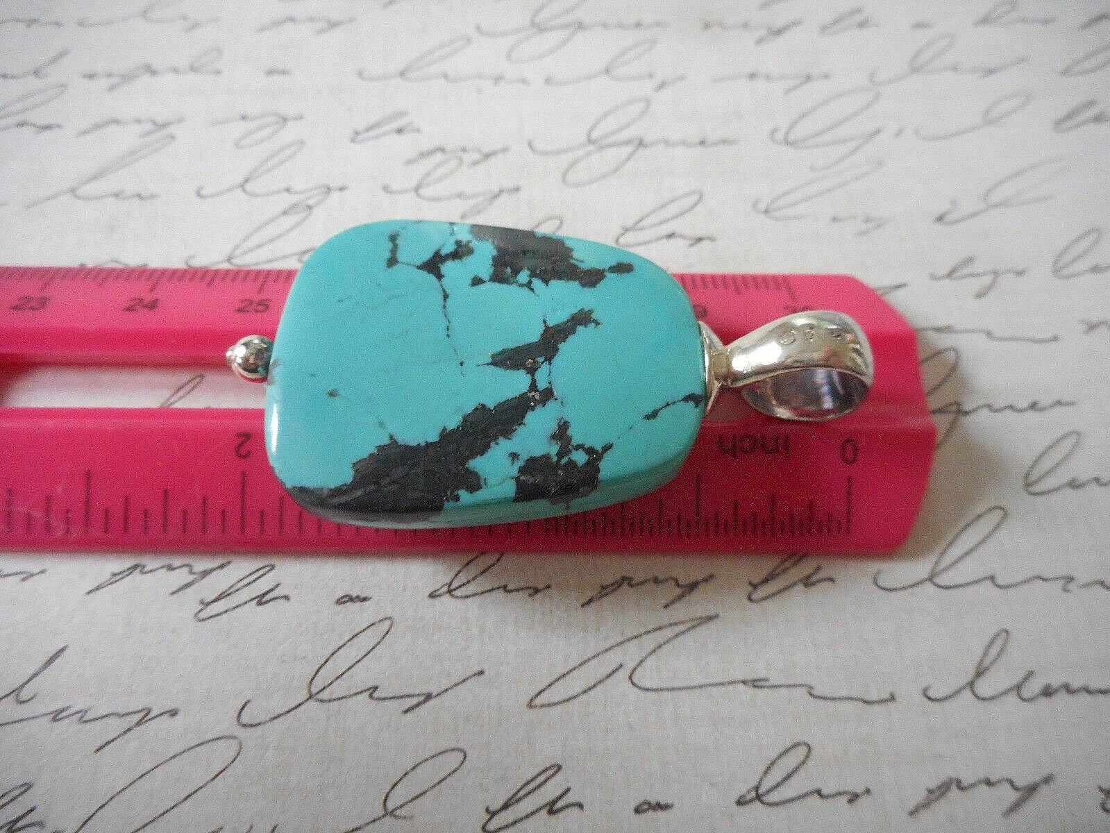 Sterling Silver Turquoise Dark Matrix Pendant 361908 - Gem