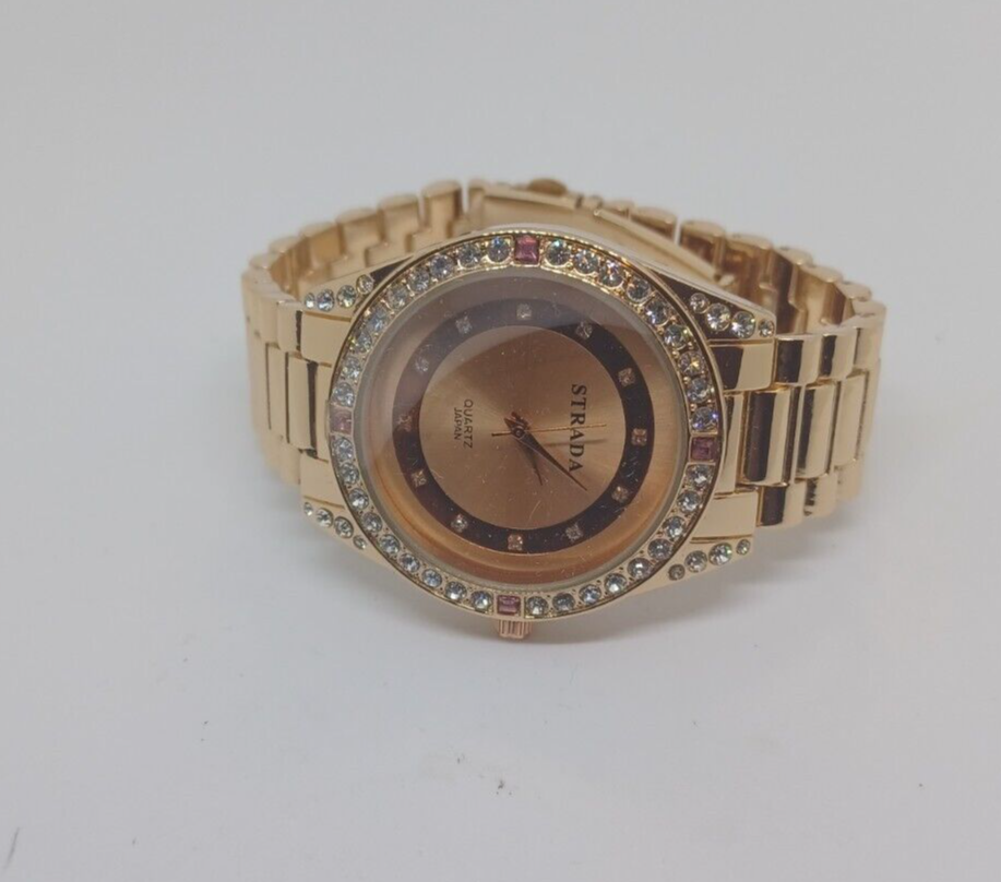 Strada Watch Mens Austrian Crystal Rose Gold Analog Stainless Steel | eBay
