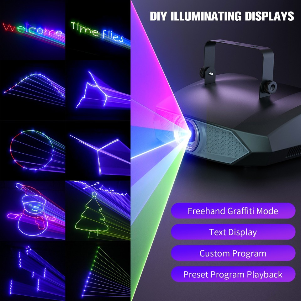 APP DIY Full Color 3D Animation Laser Projector Light Show DMX Stage ...