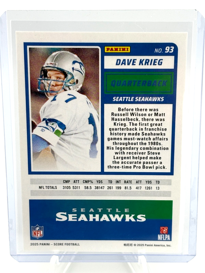 Dave Krieg - 2025 Score, Gold Border - Seahawks, Card #93 | eBay