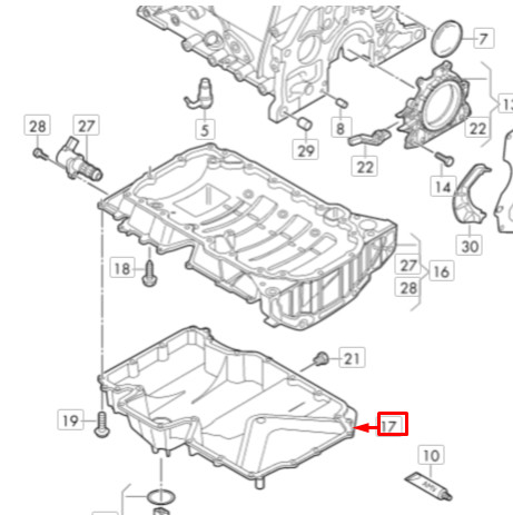 VOLKSWAGEN ARTEON 3H7 ENGINE CRANKCASE OIL PAN LOWER PART 05L103602 NO ...