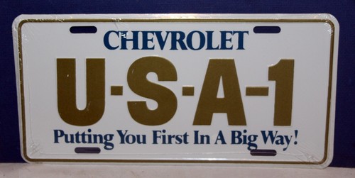 Vintage Chevrolet License Plate USA 1 Putting You First In A Big Way ...