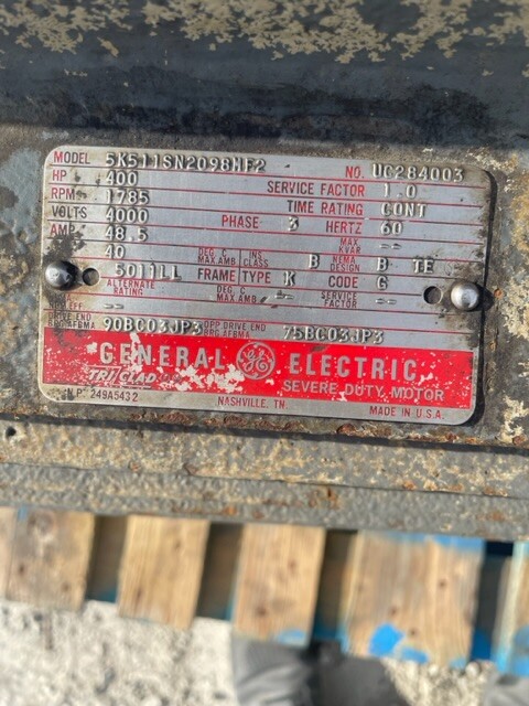 400 HP General Electric AC Electric Motor 1800 RPM Fr 5011LL TEFCBB ...