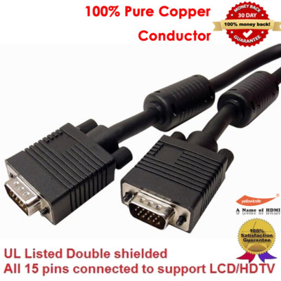 Ultra-Speed Super VGA SVGA PC Laptop Monitor Cable Lead Fully Wired ...