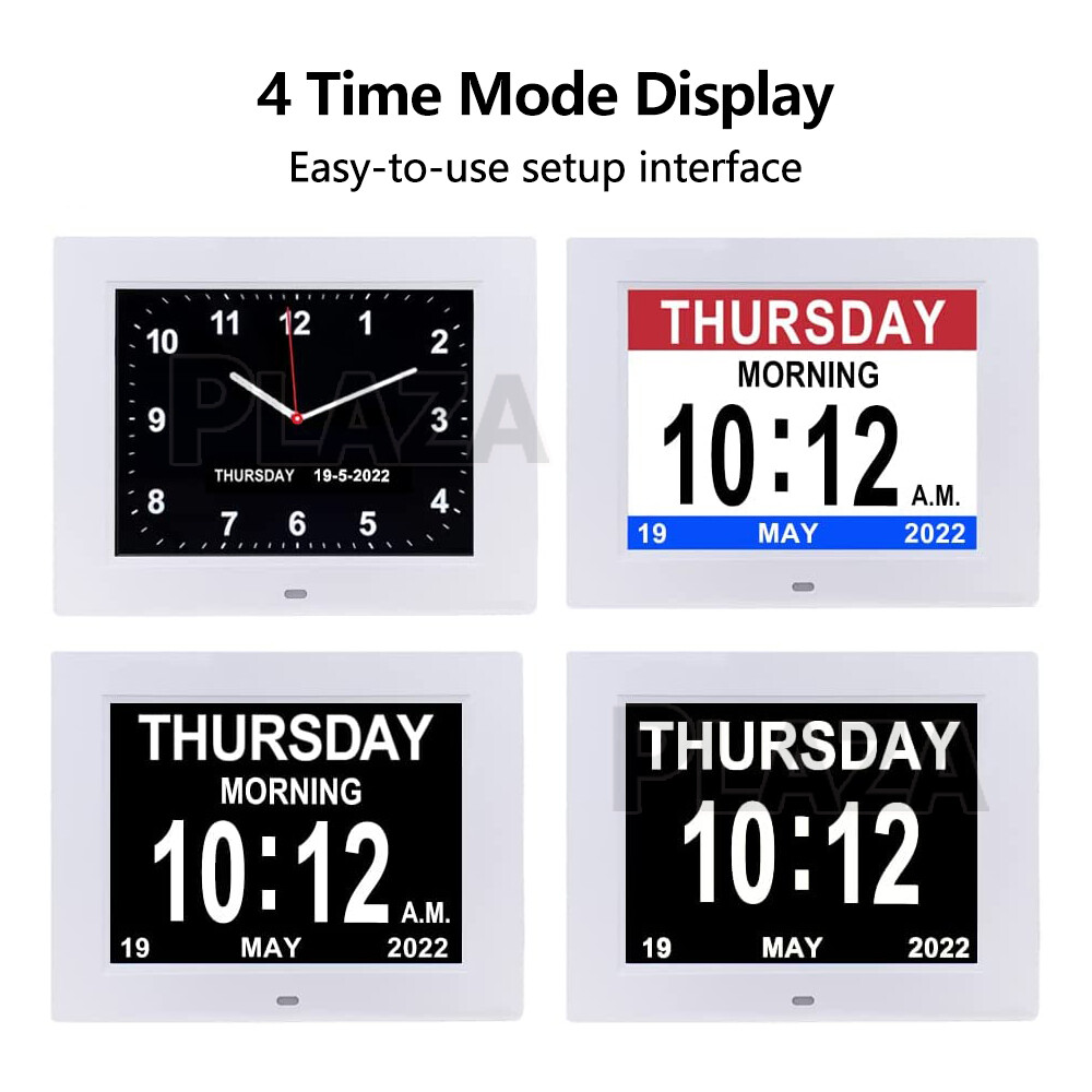 8'' LED Large Digital Day Clock Calendar Dementia Date Week Month Year ...