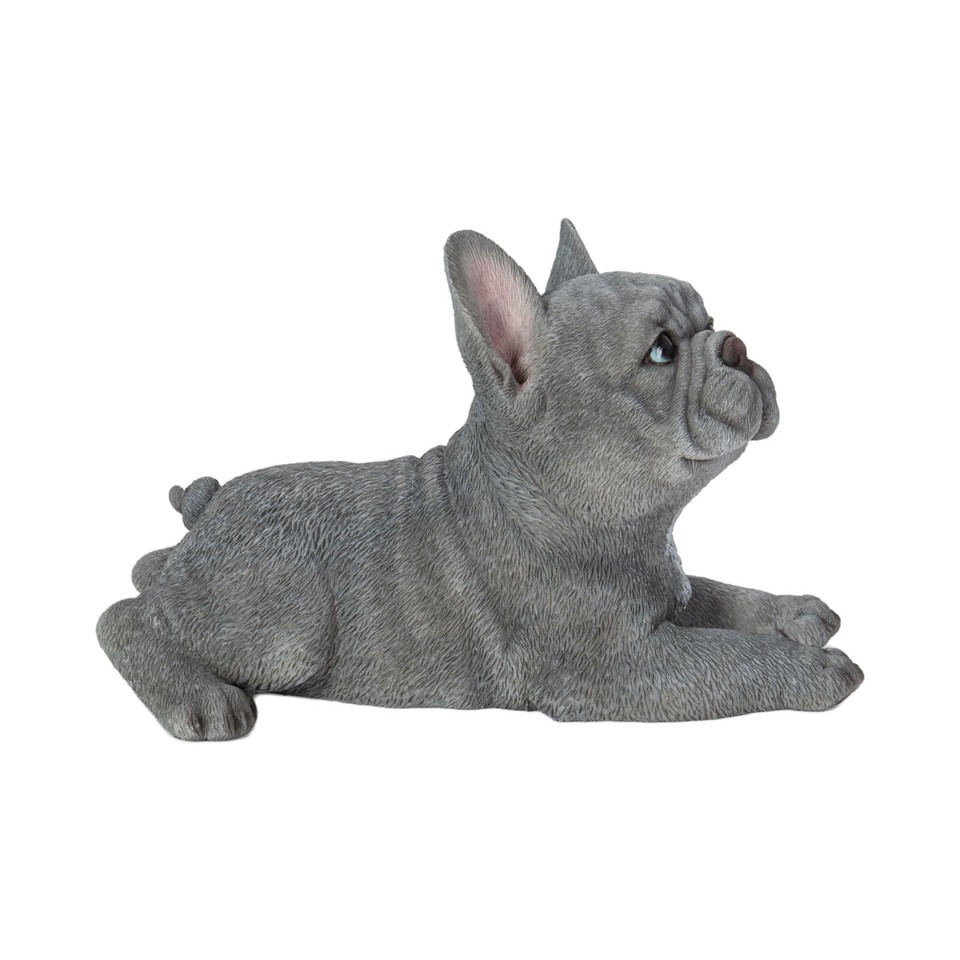 Lying Blue Bulldog Garden Statue Small Garden Yard Lawn Sculpture Decor ...