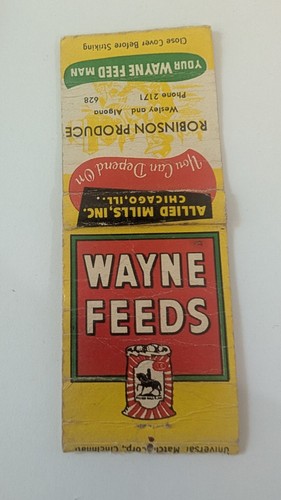 Nice Wayne Feeds Robinson Produce Wesley Algona Iowa Matchbook 3/4 Digit Phone | eBay