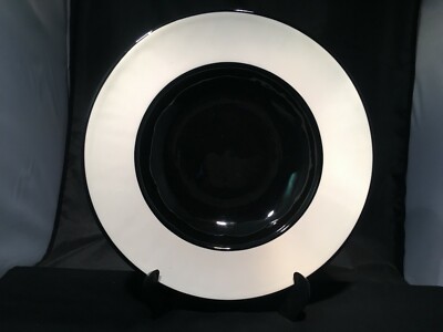 L. PIERCE LORRAINE POTTERY BLACK AND WHITE LARGE SOUP / SERVING BOWL 10 ...