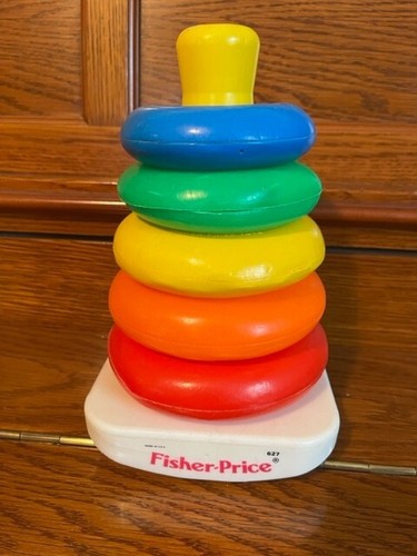 Vintage Fisher Price Rock A Stack Stacking Ring Toy #627 5 Rings ...