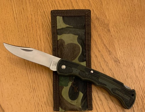 VINTAGE BUCK 426 GREEN CAMO KNIFE LIGHTLY USED N22 | eBay