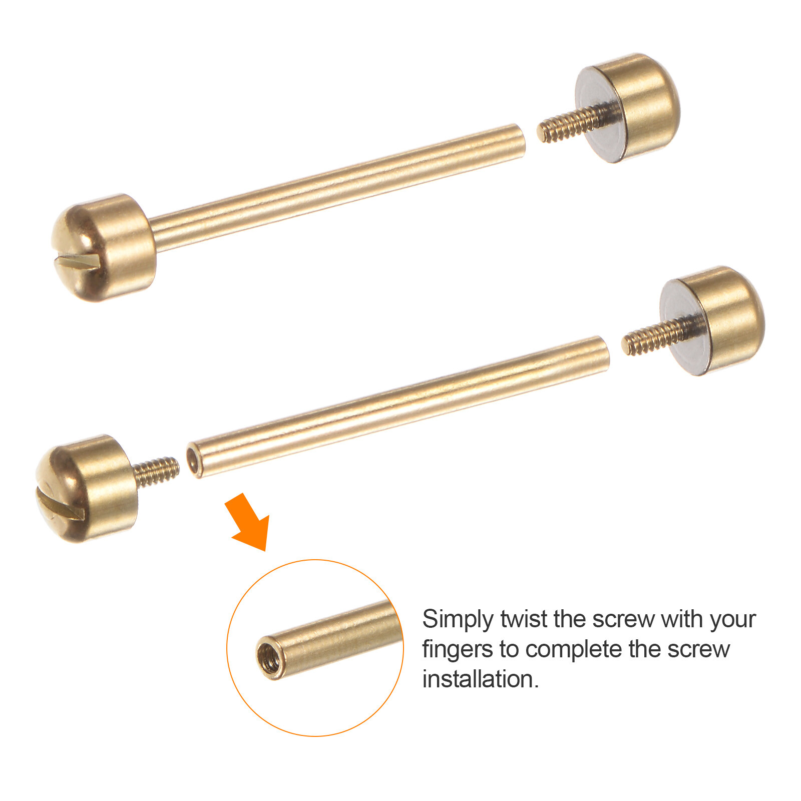 2pcs Watch Screw Tube Rod 20mm Stainless Steel Watch Strap Pins, Gold ...
