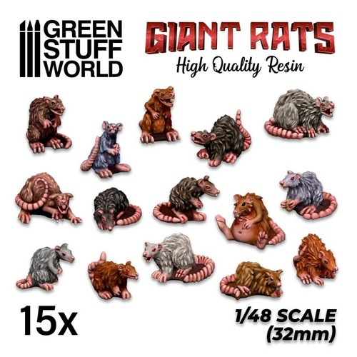 GIANT RATS Resin Set - 40K Warhammer Miniatures Dioramas rat mouse ...