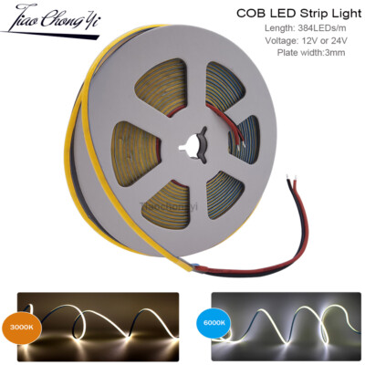 3mm width 384LEDs Flexible COB LED Strip Light FCOB Light Linear Ribbon ...
