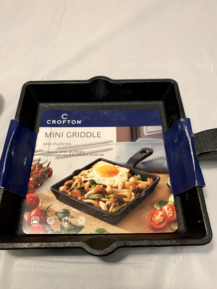 Crofton 2 Mini Fry Pan & Griddle Set 6" Cast Iron Cookware | eBay