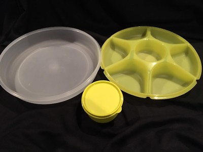 Tupperware Serving Center Set - lime GREEN with SHEER ICE Domed Cover ...