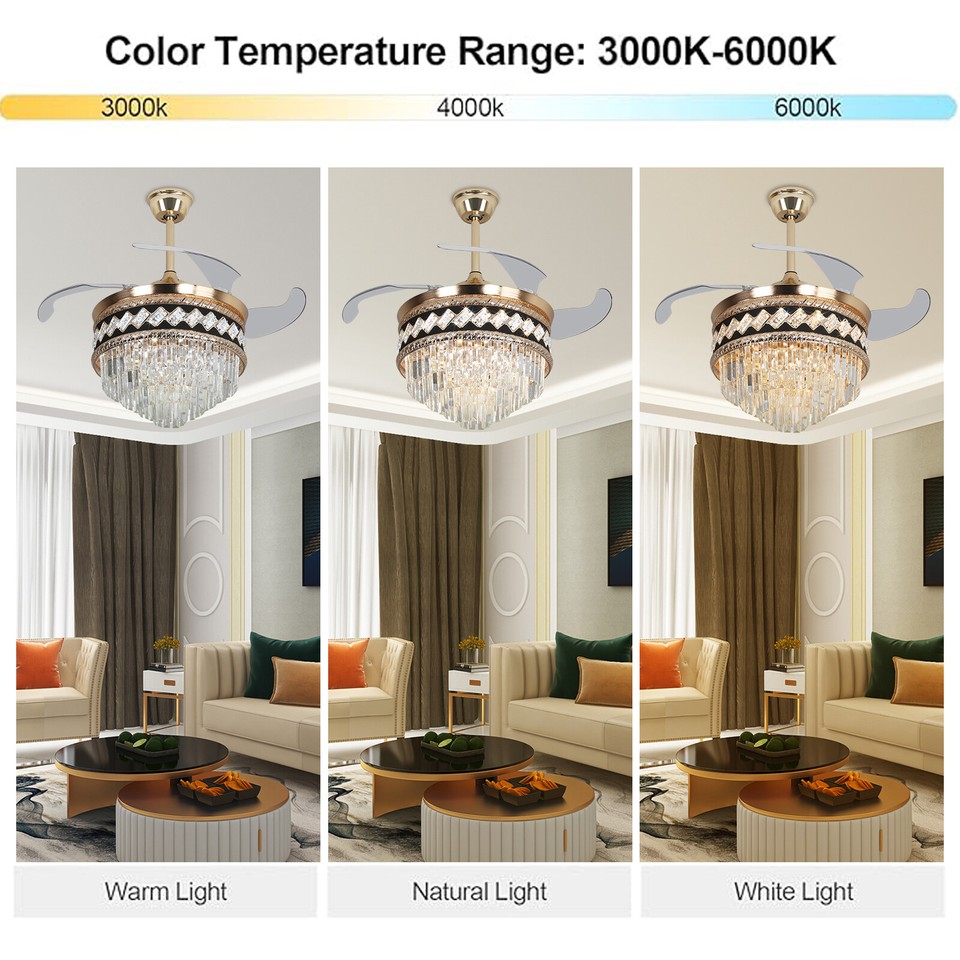 42In Ceiling Fan With Lights, Remot, Led Light 6 Gears 3000k-4500k ...