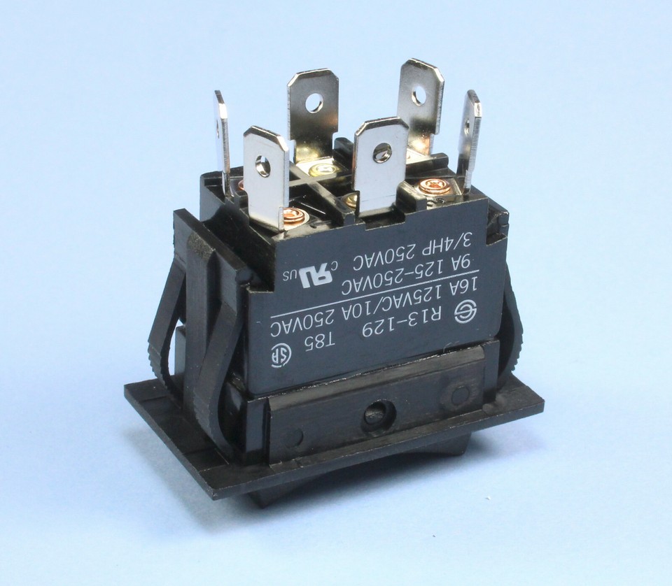 SCI Rocker Switch 6-Pins 16A/125VAC 10A/250VAC, 3 Position, ON/OFF/ON ...