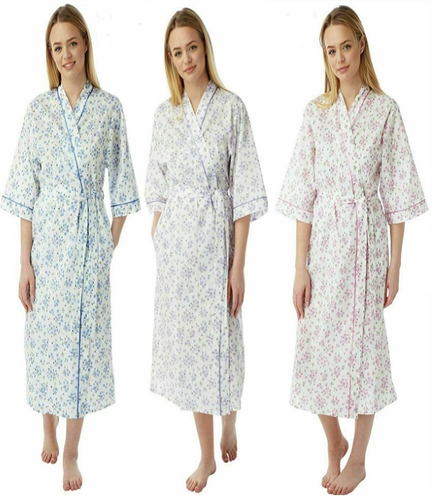 Ladies Women Marlon Floral Spring Poly Cotton Wrap ,Robe ,Dressing Gown ...