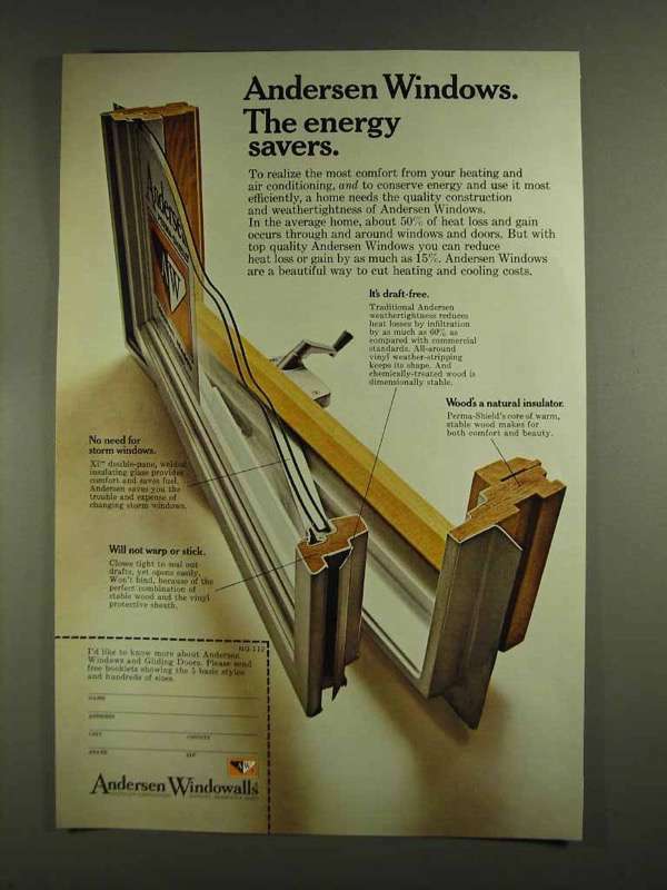 1972 Andersen Windowalls Ad - The Energy Savers | eBay