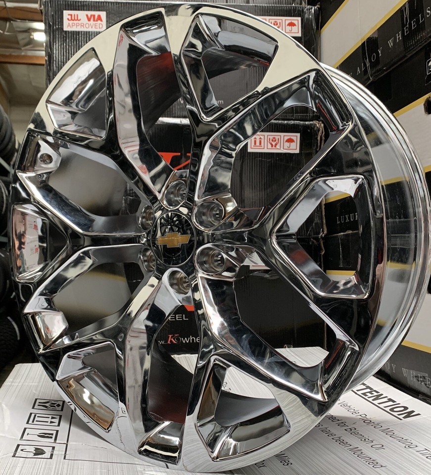 28" Chevy Tahoe Silverado GMC Sierra Yukon Snowflake Chrome Wheels Rims ...