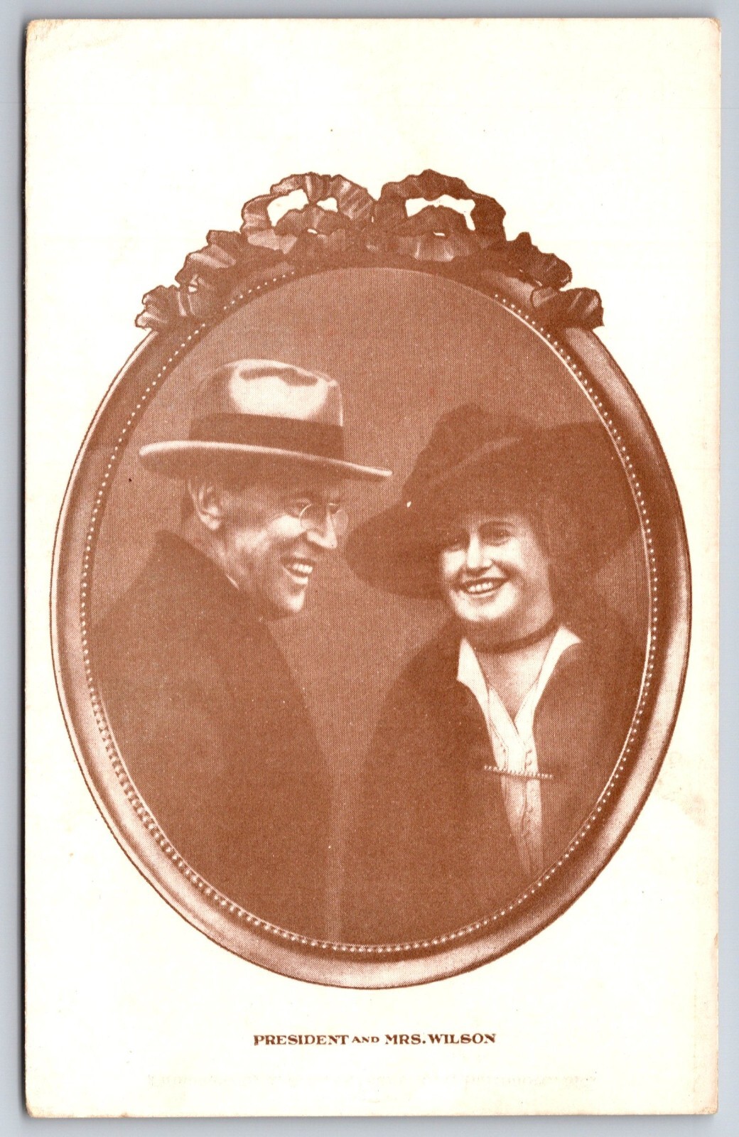 Patriotic~President Woodrow Wilson & Mrs Share Smile In Oval Portrait ...