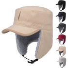 Wool Baseball Hat with Visor and Ear Flaps Winter Warm Cap for Men ...