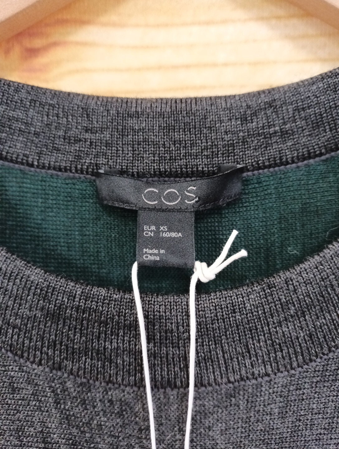 BNWT COS Dark Grey Wool Green Lined Long Sleeve Tunic Dress - Size XS ...