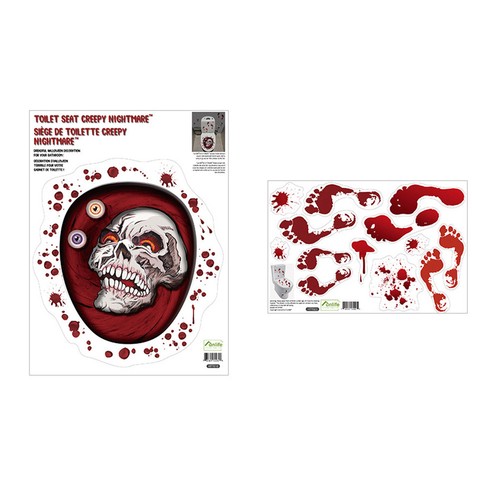 1 Set Horror Skull Pattern Toilet Decals Blood Stain Toilet Seat ...