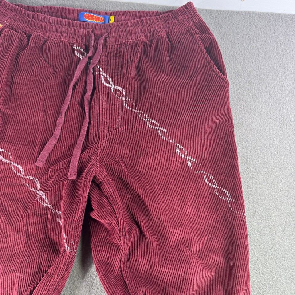 Empyre Corduroy Pants Women L Chain Print Skate Grunge Burgundy Baggy ...