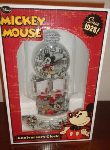 Disney Mickey Mouse Anniversary Glass Dome Porcelain Pendulum Clock NEW ...