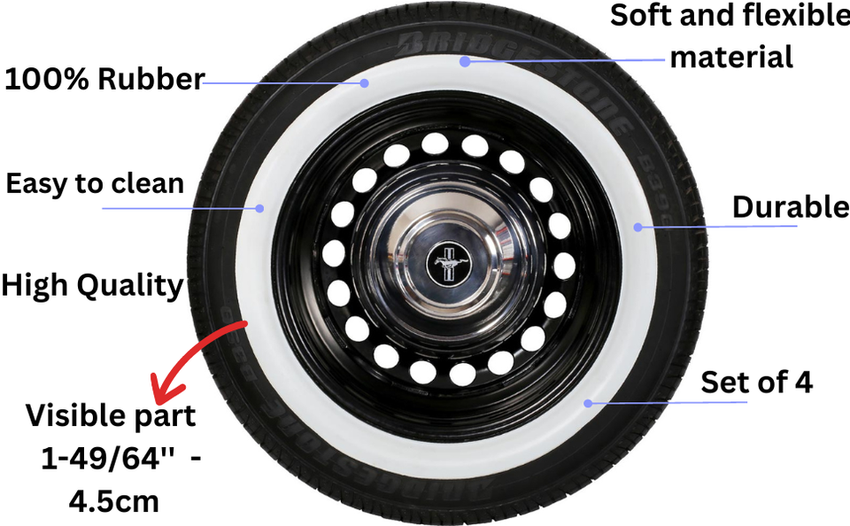 16" Rim tires White wall portawall Topper 50's 60's Hot Rod Rockabilly ...