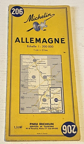 Carte Michelin N° 206 - Allemagne - 1963 - Bel état | eBay