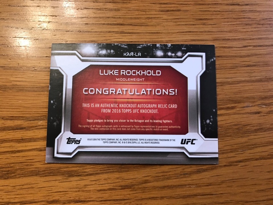 2016 Topps UFC Knockout Luke Rockhold auto relic #’d 127/199 | eBay