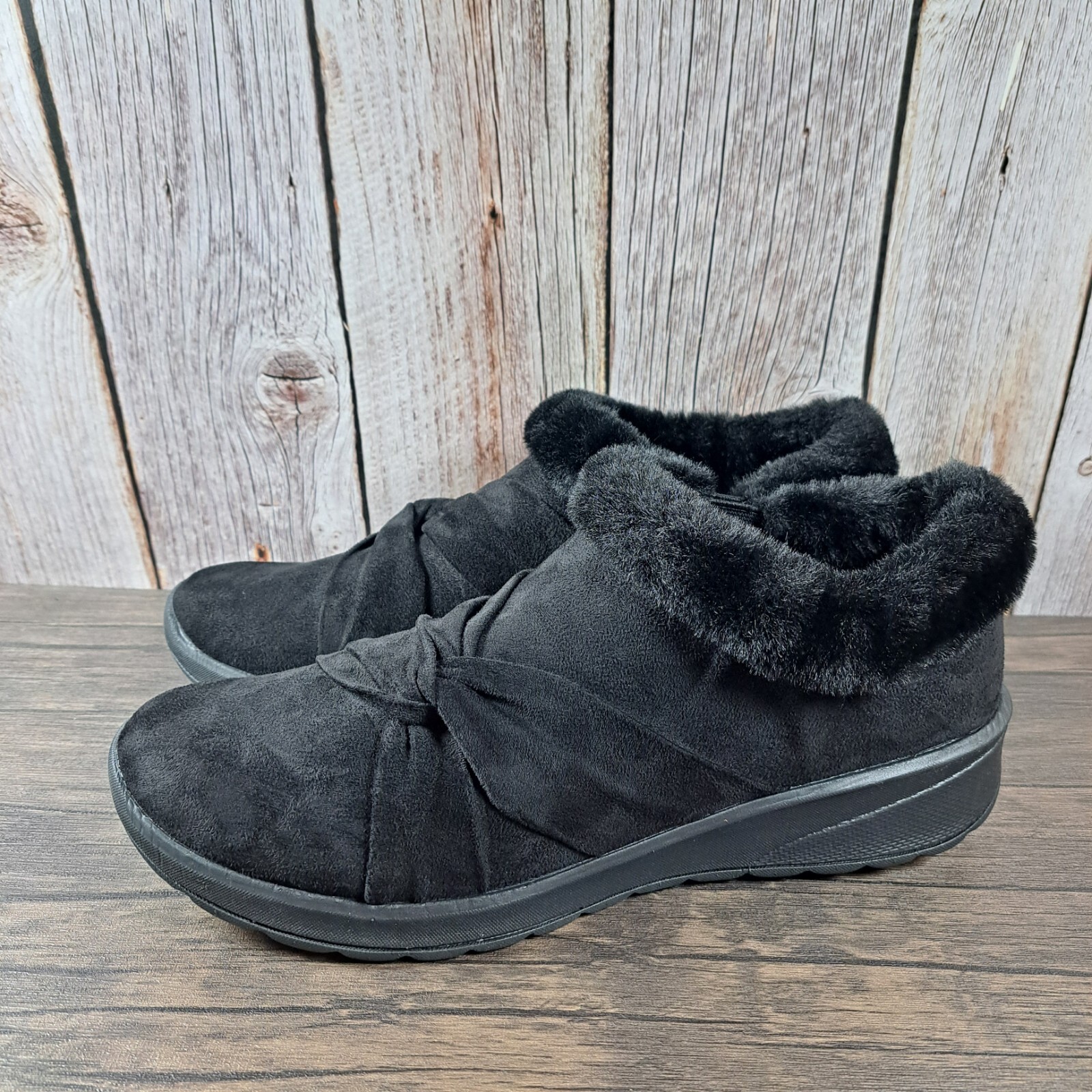 Bzees Genie Washable Slip On Faux Fur Black Bootie Women's Sz 11 M ...