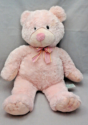 My First Teddy Bear Pink Russ Baby Striped Bow Plush 20" Stuffed Animal ...