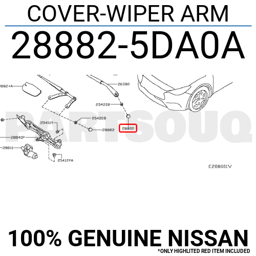 288825DA0A Genuine Nissan COVER-WIPER ARM 28882-5DA0A | eBay